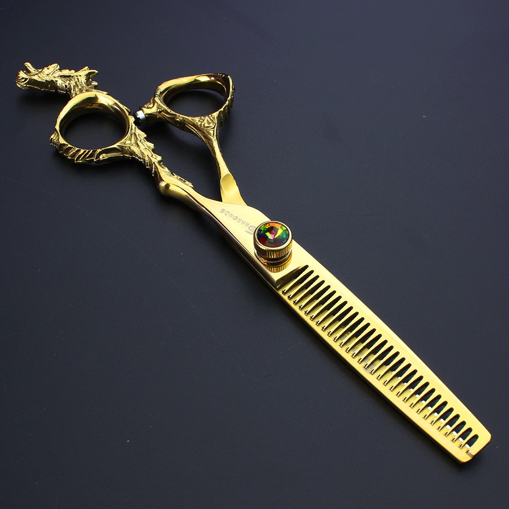 Professional Salon Haircut Scissors Flat Cut Teeth 20cm Gold With ...