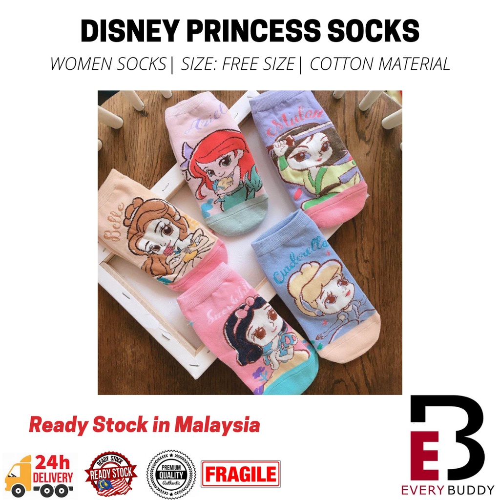 Ready Stock Disney princess Mermaid Cute cartoon socks kids socks girls ...