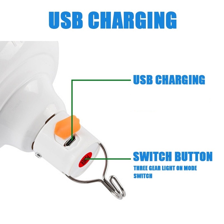 Rechargeable Portable Bulb Lamp Hanging Light Bulb For Camping Night ...