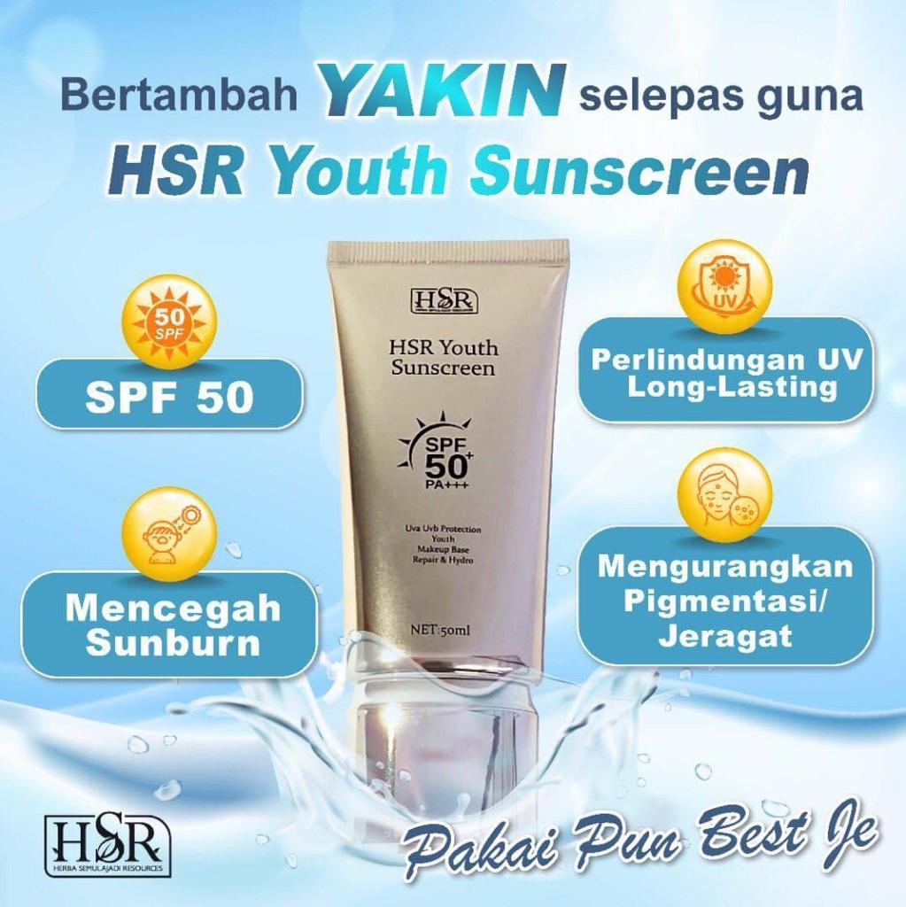 HSR YOUTH SUNSCREEN SPF 50 (50ML) DAN YOUTH SCAR SERUM 15ML | Shopee Malaysia