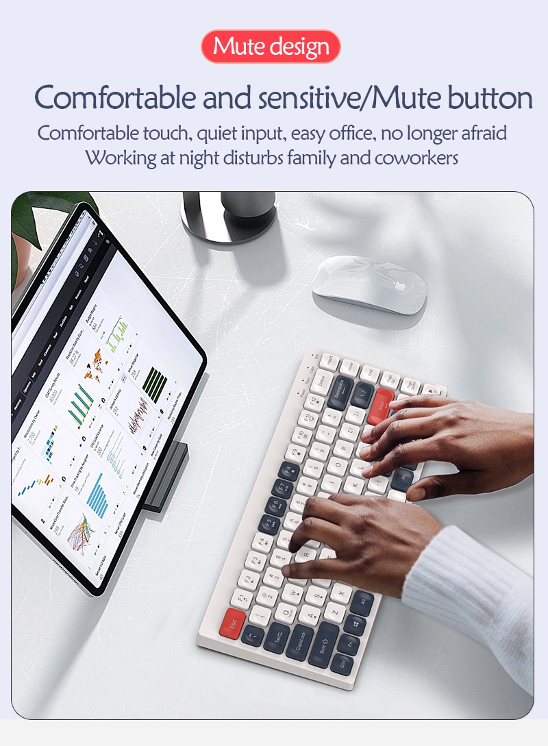 Mini mute Wireless keyboard and mouse set Bluetooth 5.0+2.4G USB dual ...