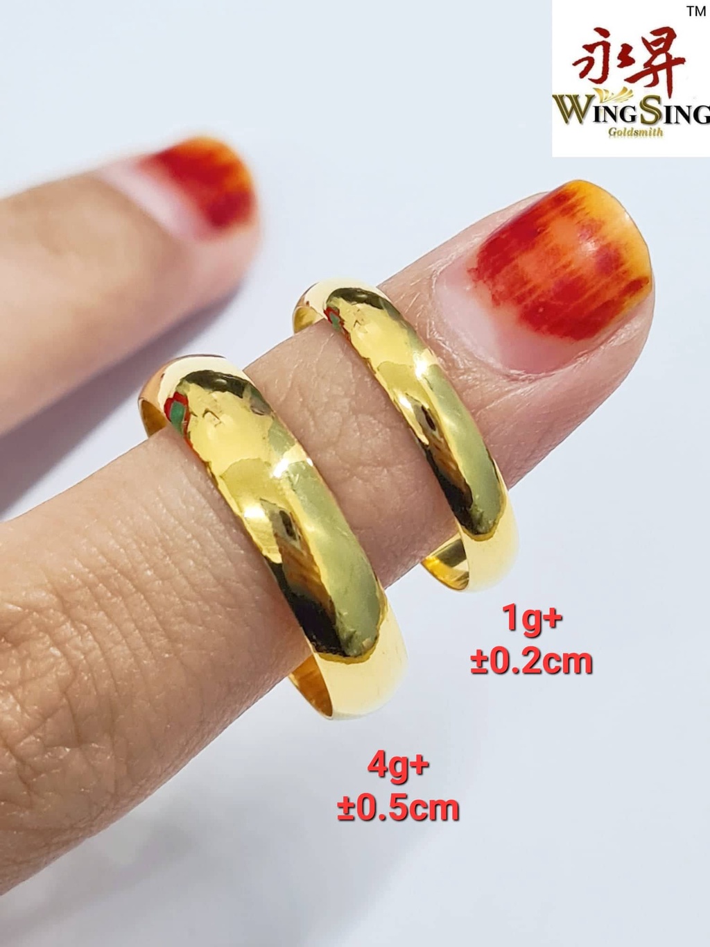 Wing Sing Cincin Belah Rotan Licin Padu Emas 916/916 Gold Plain Ring CBR 三生三世黄金光圈素圈戒指 | Shopee ...