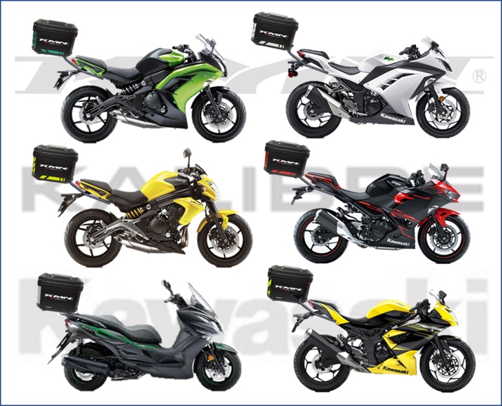 KAWASAKI SEMI ALUMINIUM WATERPPROOF TOP BOX 45LITER MOTORCYCLE HARD ...
