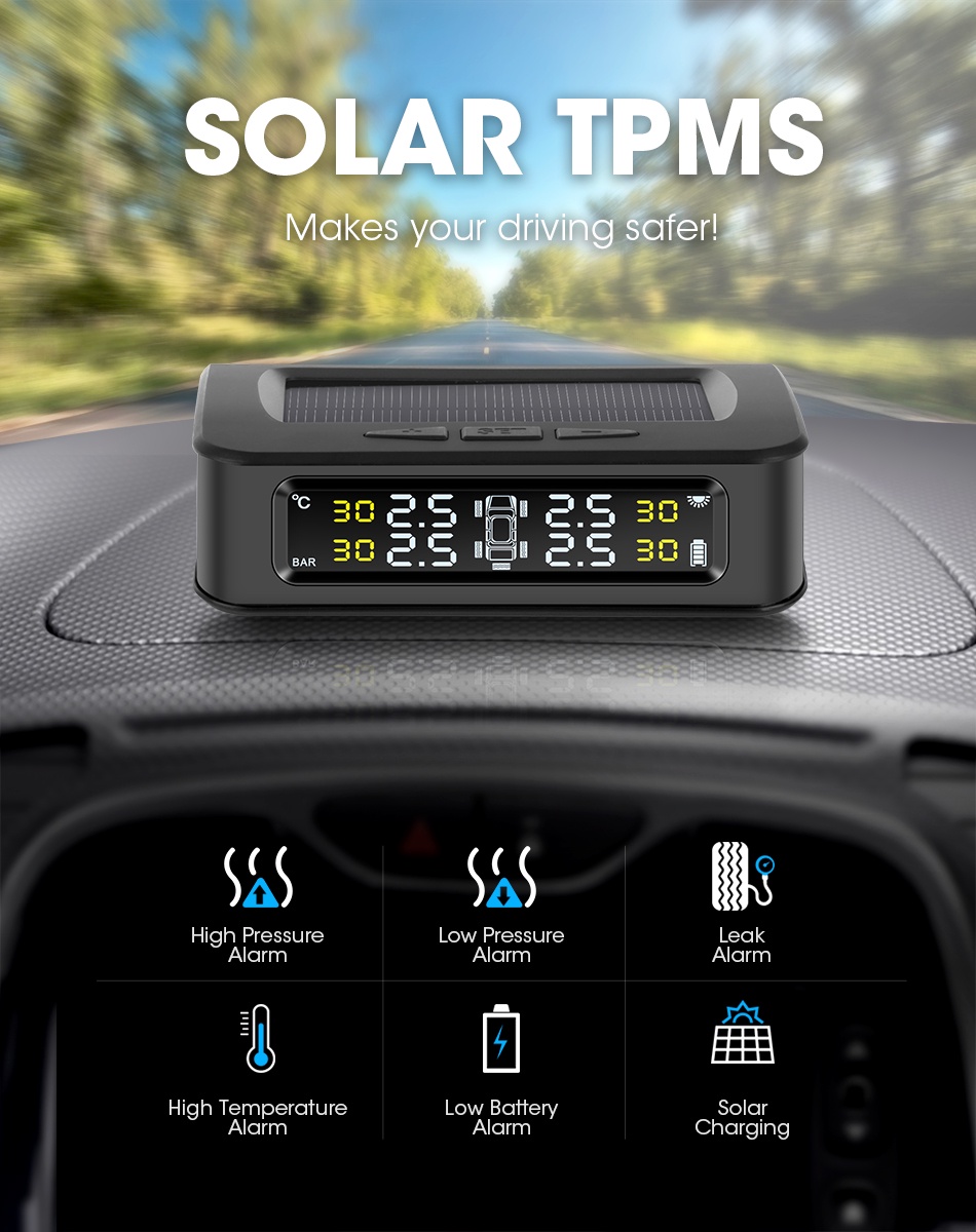 KOMES Solar-Powered Wireless TPMS( Tire Pressure Monitoring System ...