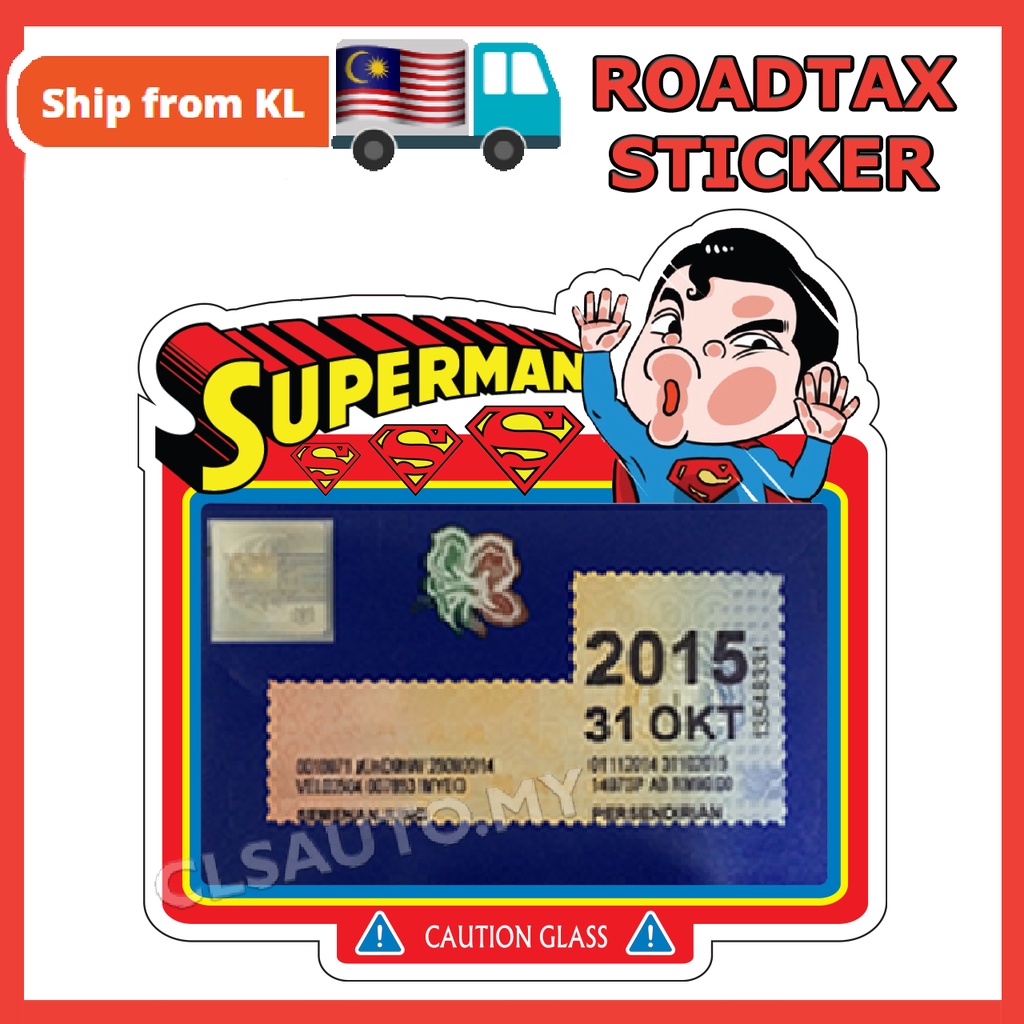Cartoon Car Road Tax Sticker Film Pelekat RoadTax Kereta Funny Cute ...