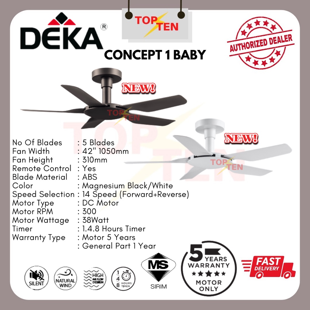 DEKA Concept 1 56" Ceiling Fan 14 Speed Remote Control With DC Motor ...
