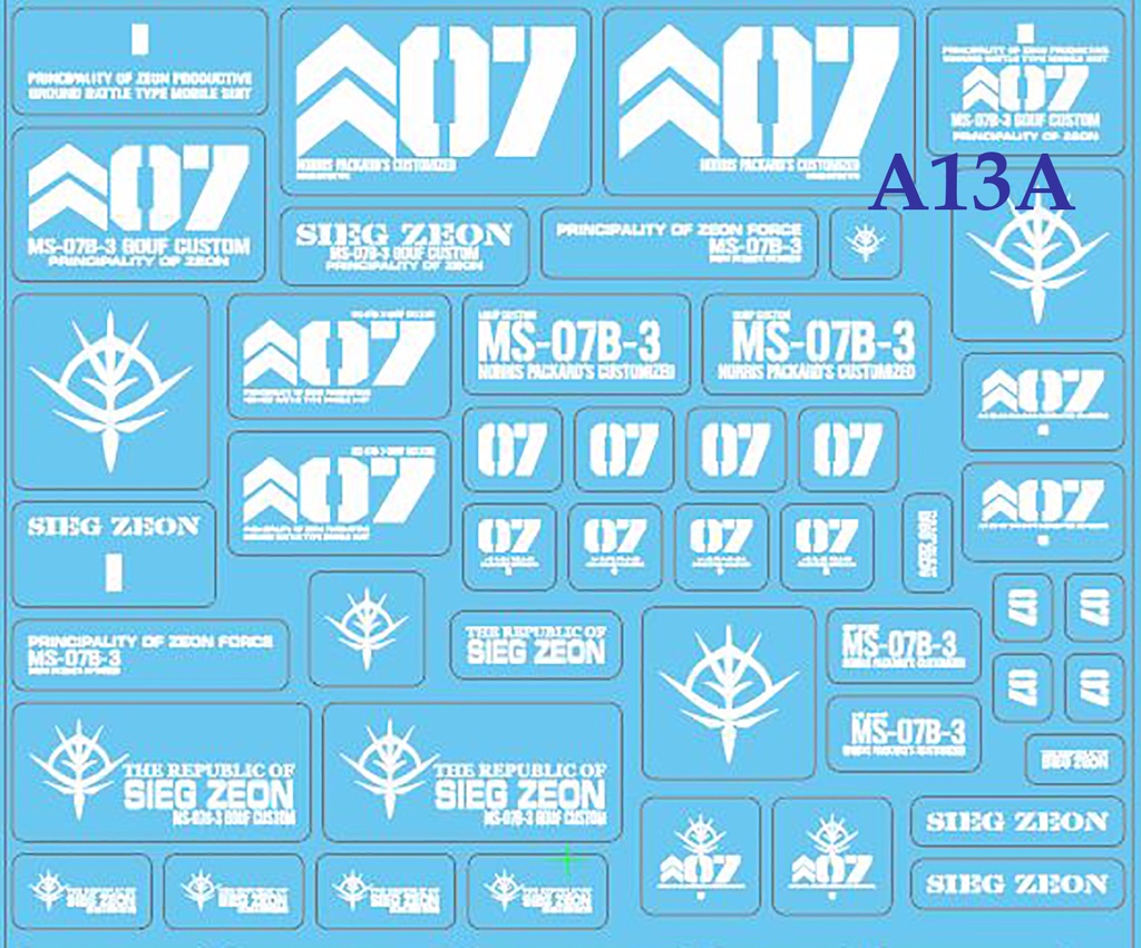 [EZ DECAL] A13 [1] MG/HG MS-07B-3 NORRIS PACKARD GOUF CUSTOM GUNDAM ...