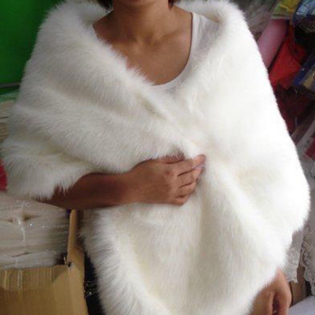 Winter Cape White Fur Shawl Bridal Wrap Women Wedding Jackets Imitation ...