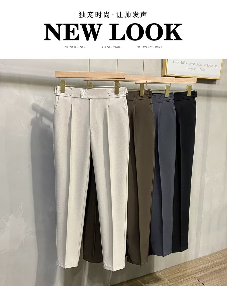 Meason slack pants men Adjustable waist No ironing fabric Black Khaki ...