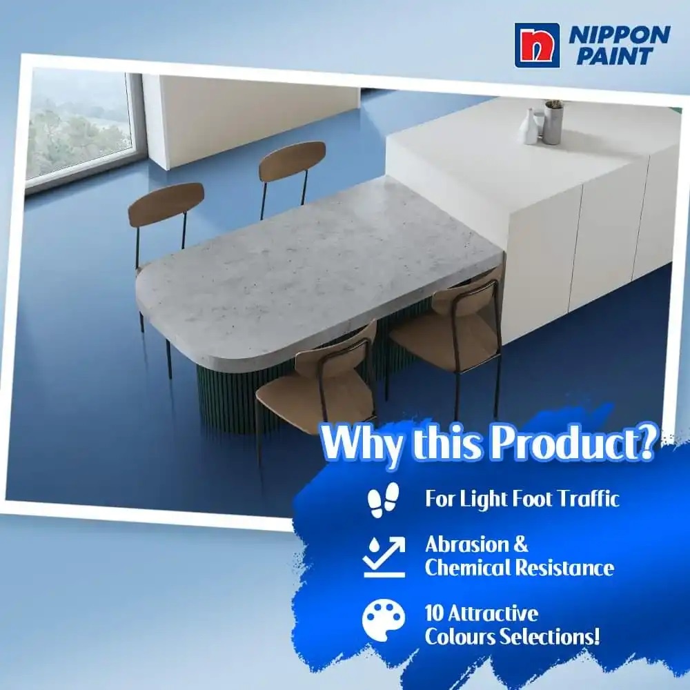 5L Nippon Paint EA7 Epoxy Floor Paint Cat Lantai Simen Cat Lantai Rumah ...