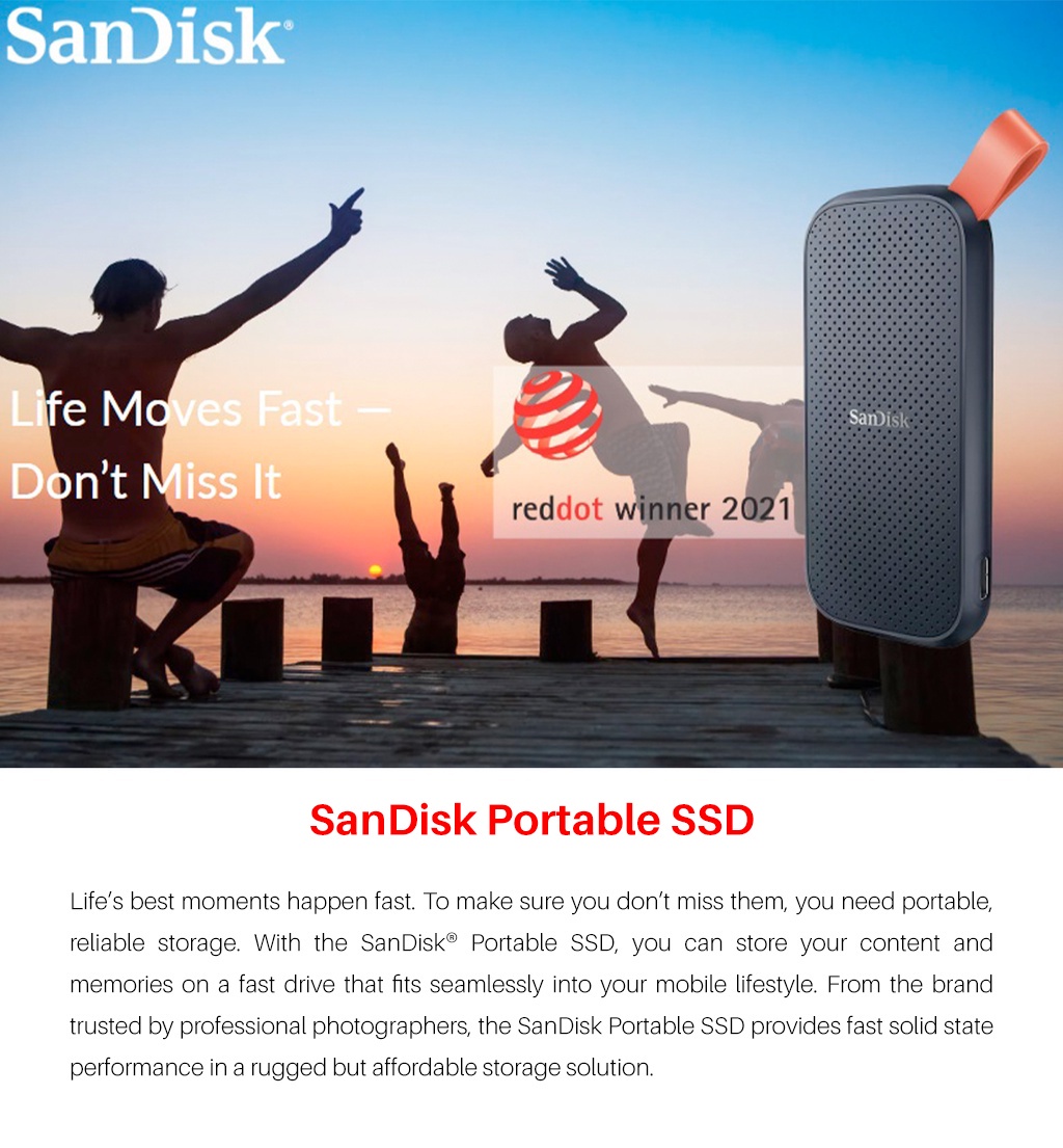 SanDisk Portable SSD USB 3.2 Type-C E30 - (480GB/1TB/2TB)(Max R: 520MB/s)(External Solid State ...