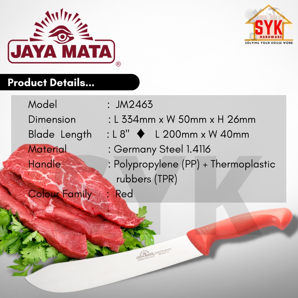 SYK Jaya Mata JM2463 8" Germany Steel Butcher Kitchen Knife Meat ...