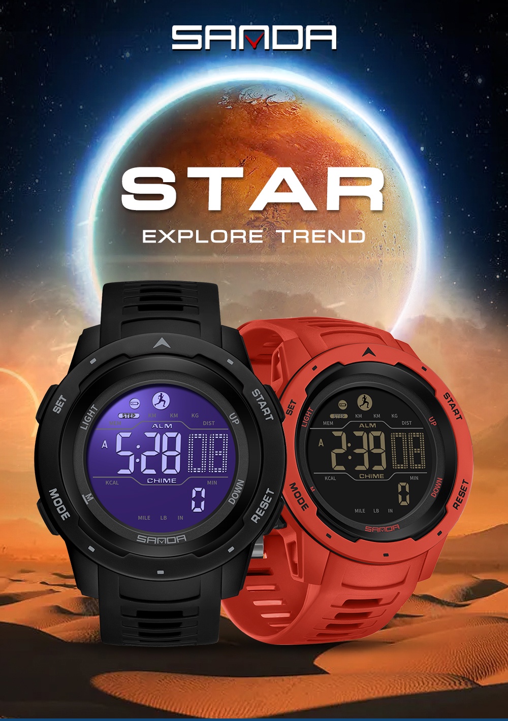 SANDA Fashion Casual Men's Sports Watch Waterproof Complete Calendar ...