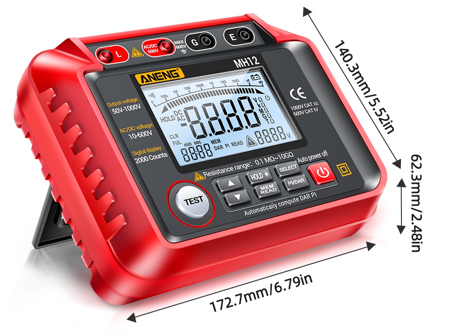 New ANENG MH12 Digital Megohmmeter - High Voltage Insulation Resistance ...