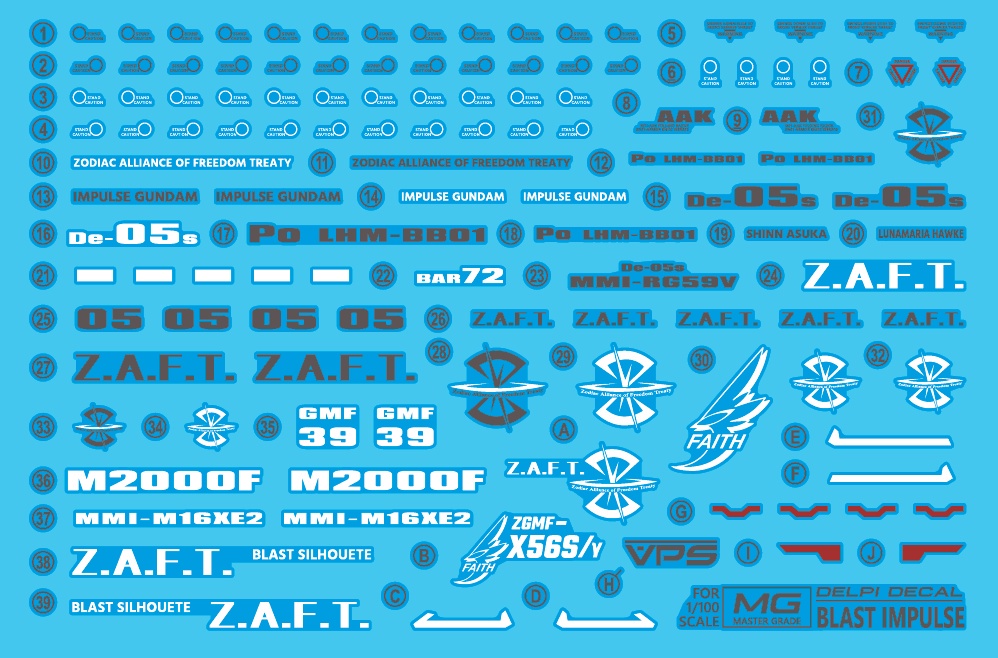 [Delpi] Waterslide Decal - MG 1/100 Force/Sword/Blast Impulse (Korea ...