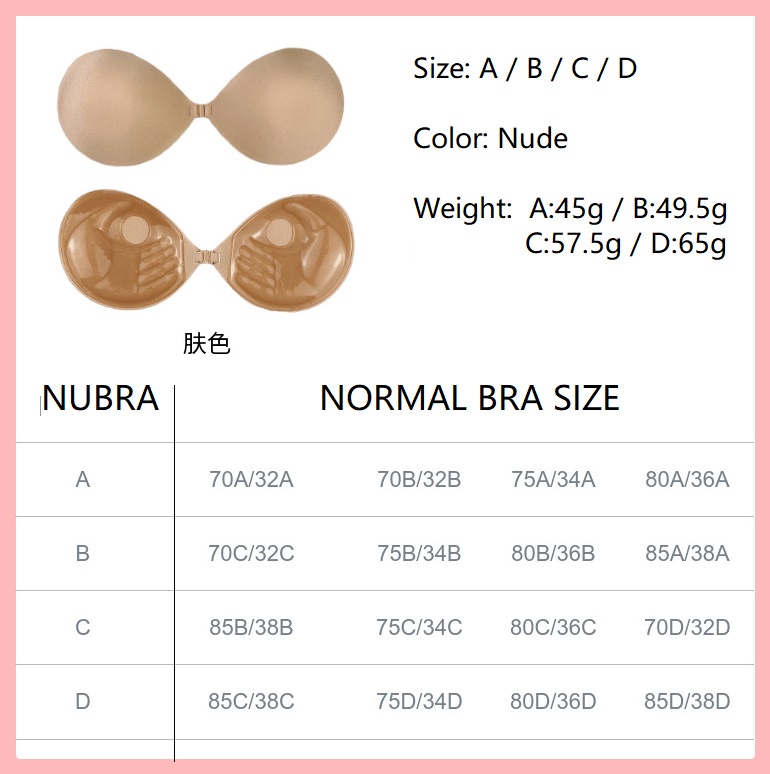 [READY] 3CM Thick Invisible Push Up Nubra Size A - D Cup Nubra Strapless Bra Wedding Deep V ...