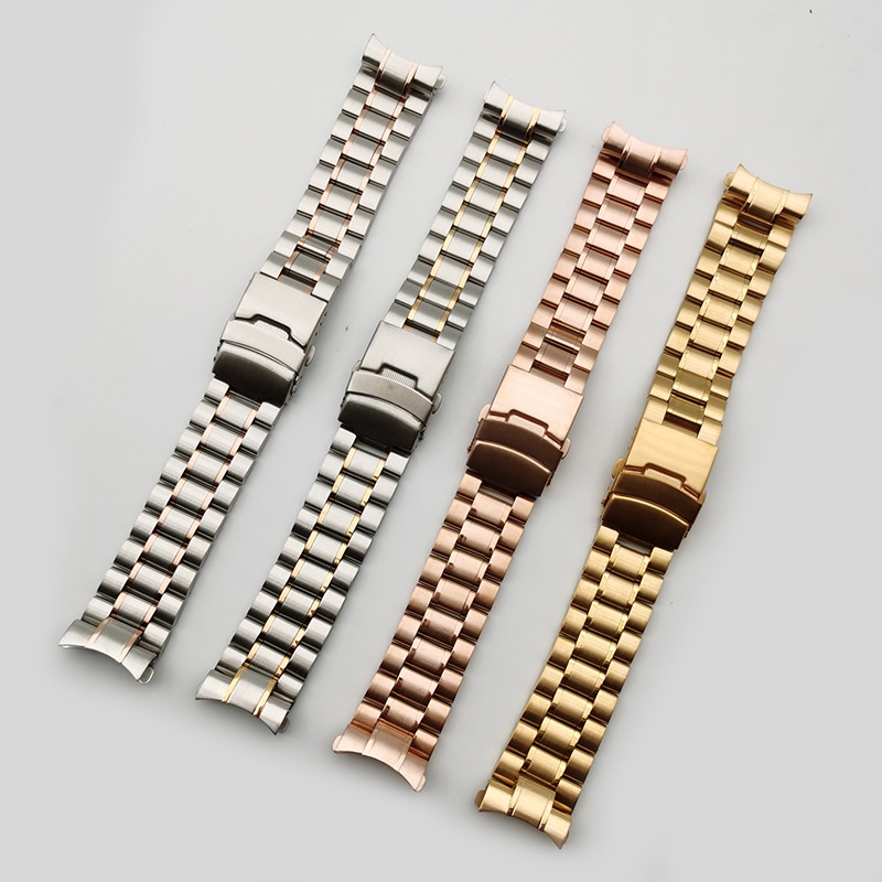Curve End Watch Strap Solid Stainless Steel Watch Band 18mm 20mm 22mm 24mm Metal Bracelet ...