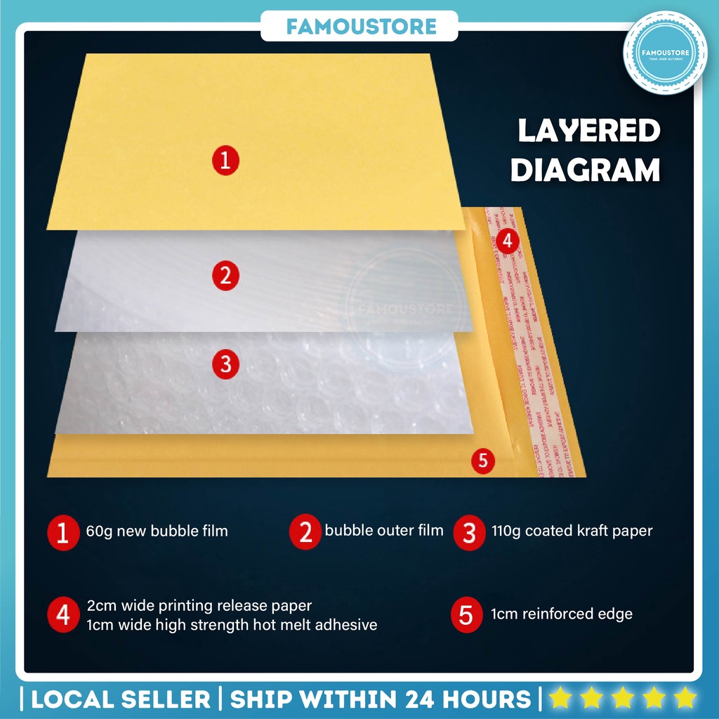 Kraft Paper Bubble Envelope Air Bubble Wrap Envelope Mailer Bag Courier ...
