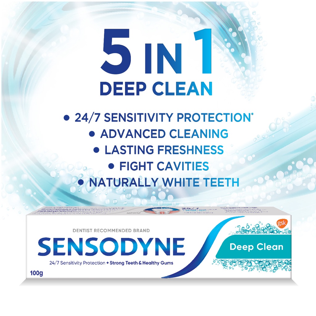 Sensodyne Toothpaste Deep Clean, 24h Sensitivity Protection, Helps ...