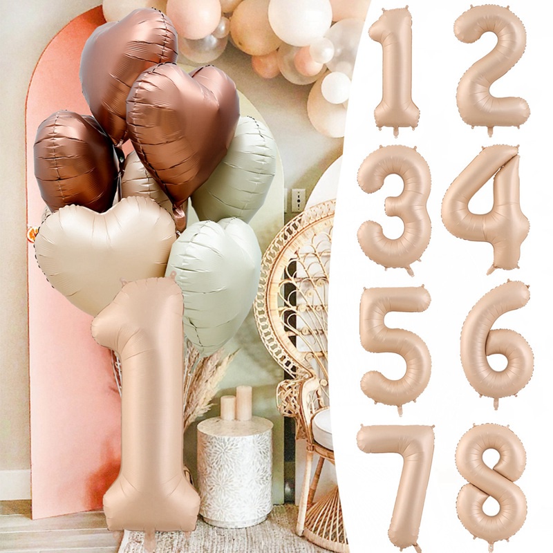 10pcs /set 32 inch Caramel Color Large Number Balloon Foil Heart ...