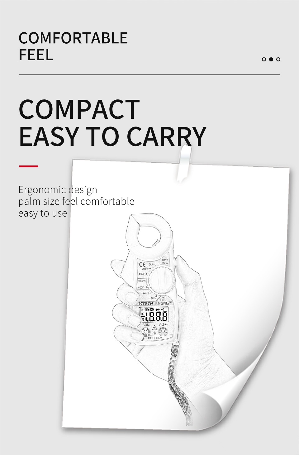 ANENG KT87N Mini Digital Clamp Meters AC/DC Voltage AC Current 600v ...