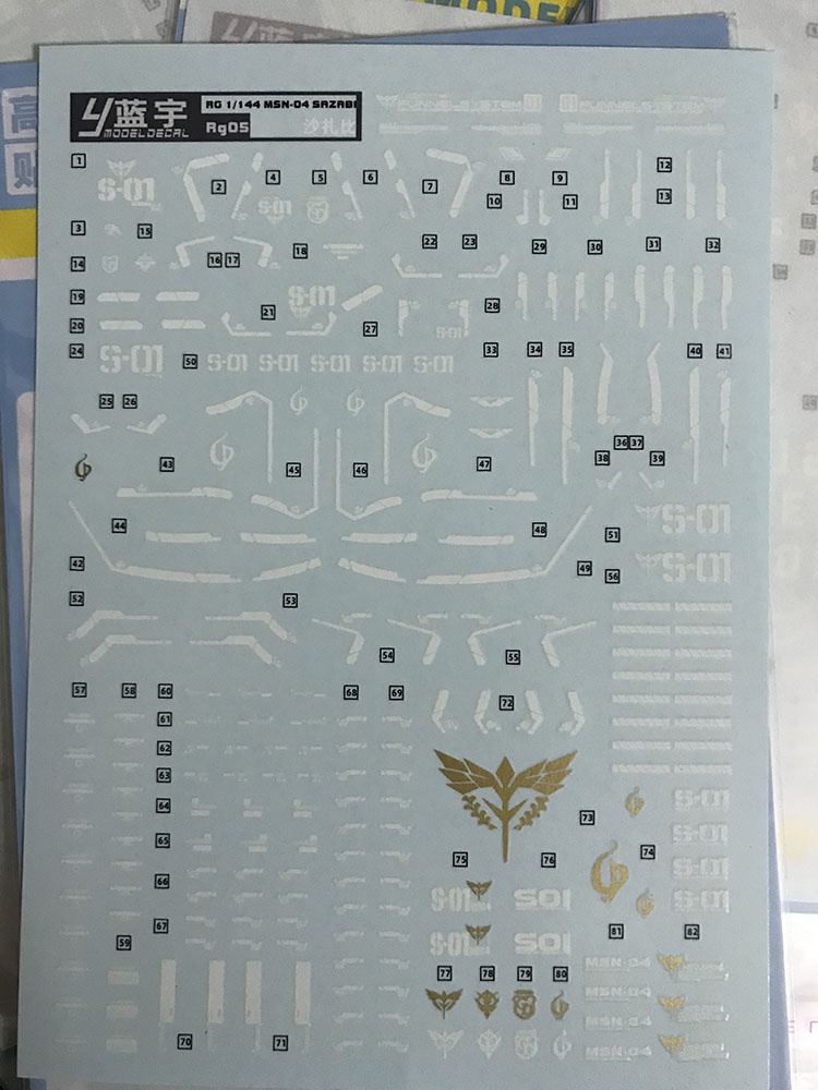 [LanYu] Waterslide Decal - RG 1/144 Sazabi (Luminous + Fluo) MSN-04 Water Sticker Lan Yu LY ...
