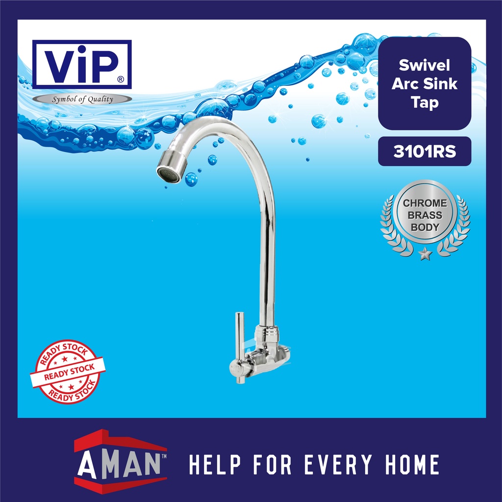 ViP Chrome Plated Brass Body Pillar Tap Wall Tap Swivel Arc Sink Tap ...