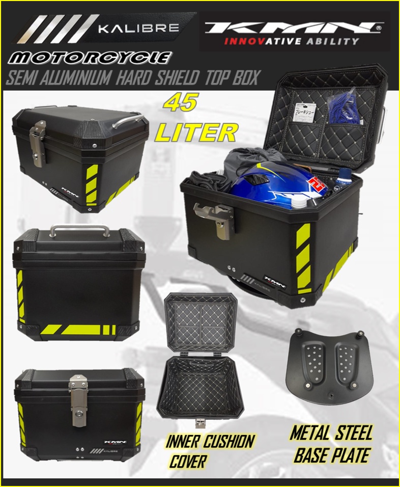 KAWASAKI SEMI ALUMINIUM WATERPPROOF TOP BOX 45LITER MOTORCYCLE HARD ...