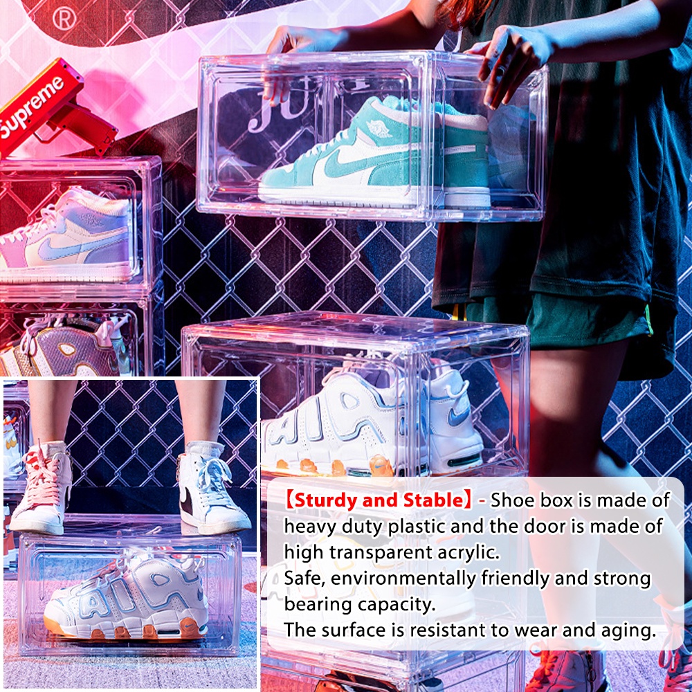 [1PC] Encora Acrylic Transparent Shoe Box Stackable Shoe Box Kotak ...