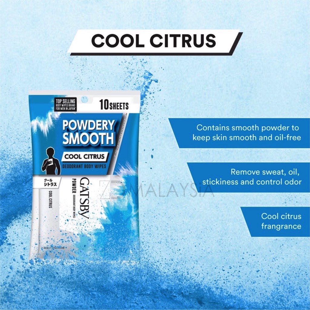 GATSBY Powder Deodorant Body Paper Cool Citrus 10's/GATSBY Ice-Type ...