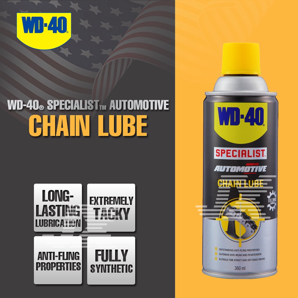 WD-40 Specialist Automotive Chain Lube Spray 360ml WD40 Anti Fling ...