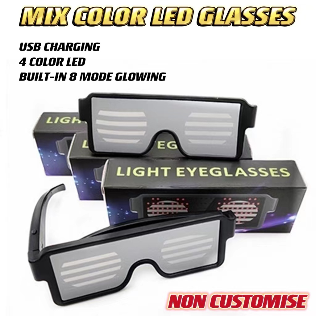 LED Luminous Glasses Mix Color LED Spec Mata LED Glasses Cermin Mata ...