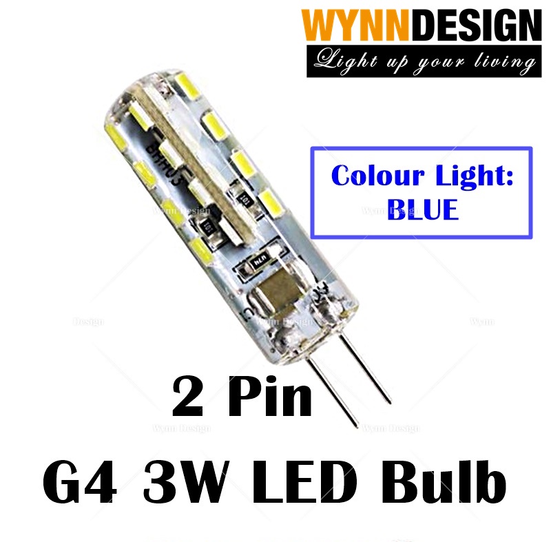 Wynn Design [1pc G4 3w] 2 Pin LED Bulb Blue Light Colour Warmwhite ...