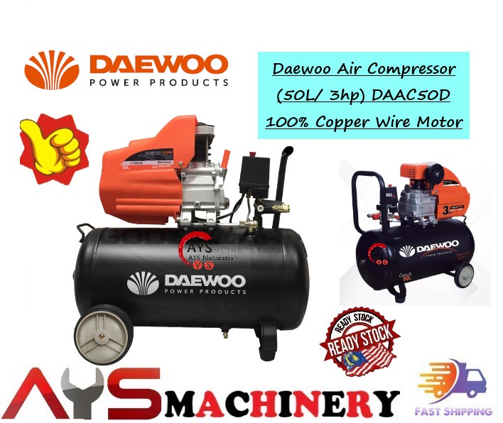 Daewoo Air Compressor (50L/ 3hp) DAAC50D 100% Copper Wire Motor ...
