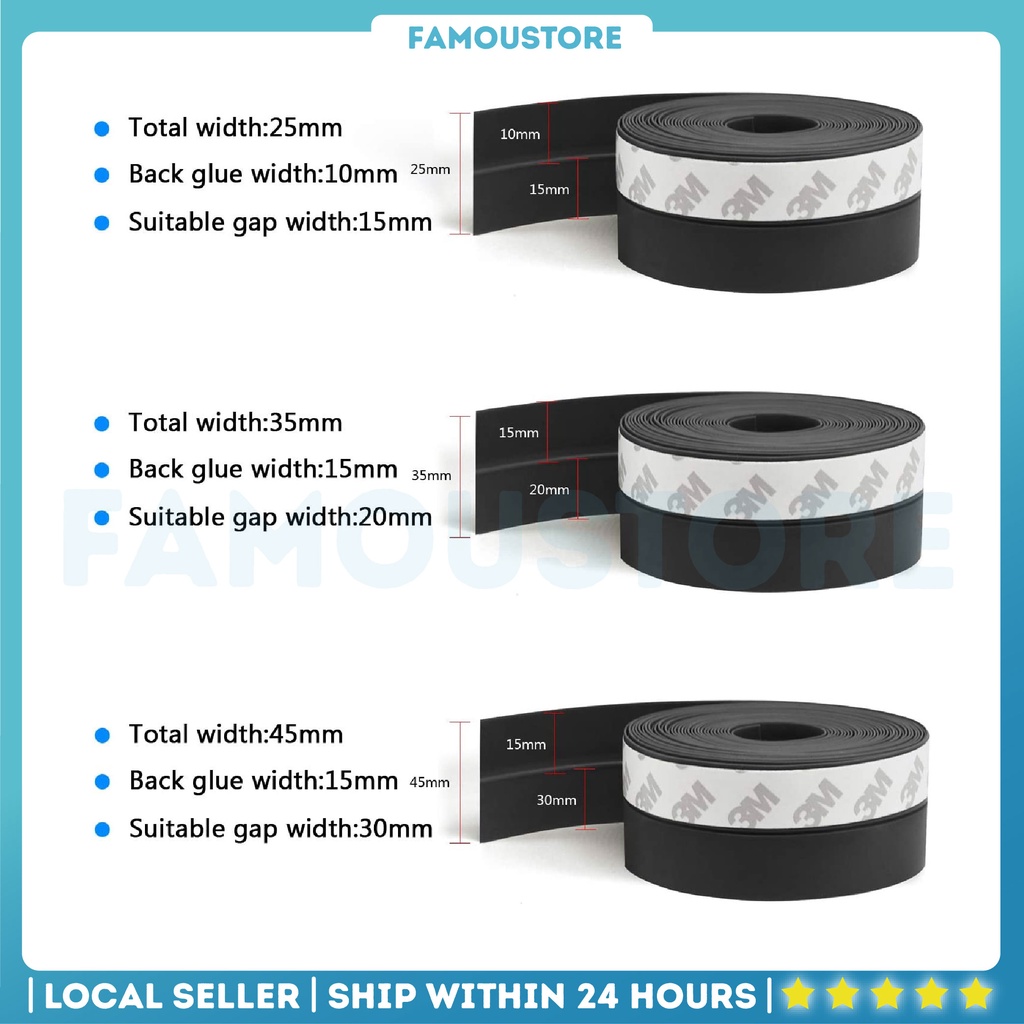 1M Door Block Waterproof Silicone Window Sealing Strip 3M Self Adhesive ...