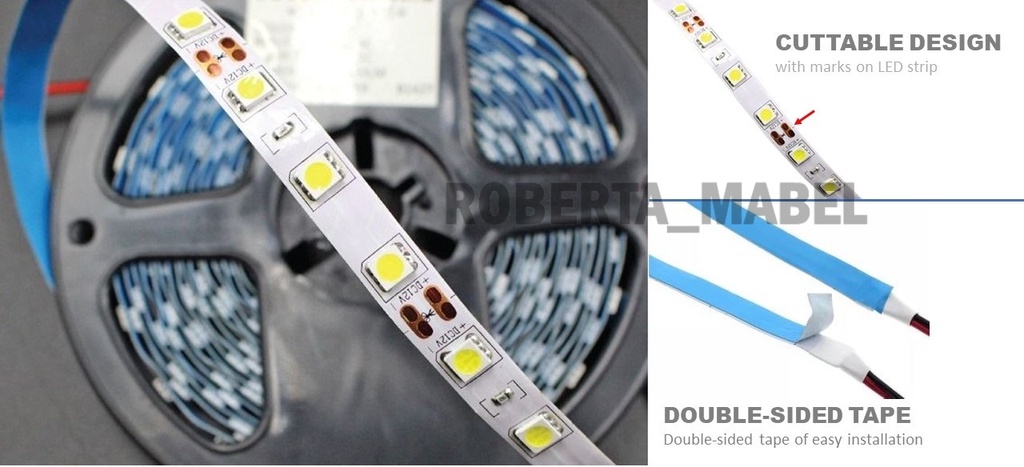 【5METER】DC 12V SMD5050 60LEDs LED Flexible LED Light Strip Lampu LED ...