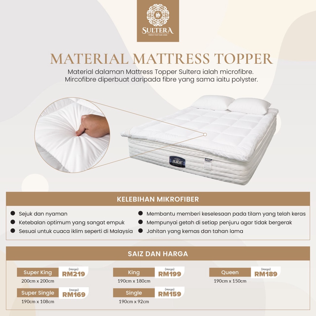 [FREE SHIPPING*] Mattress Topper Viral Sultera | The Sultan (Single| SS ...