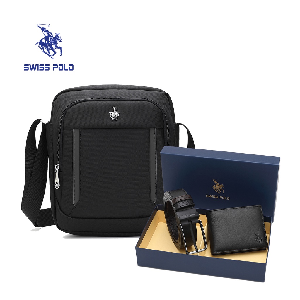 Swiss Polo Men's RFID Bifold Wallet And Automatic Belt Gift Set Box ...