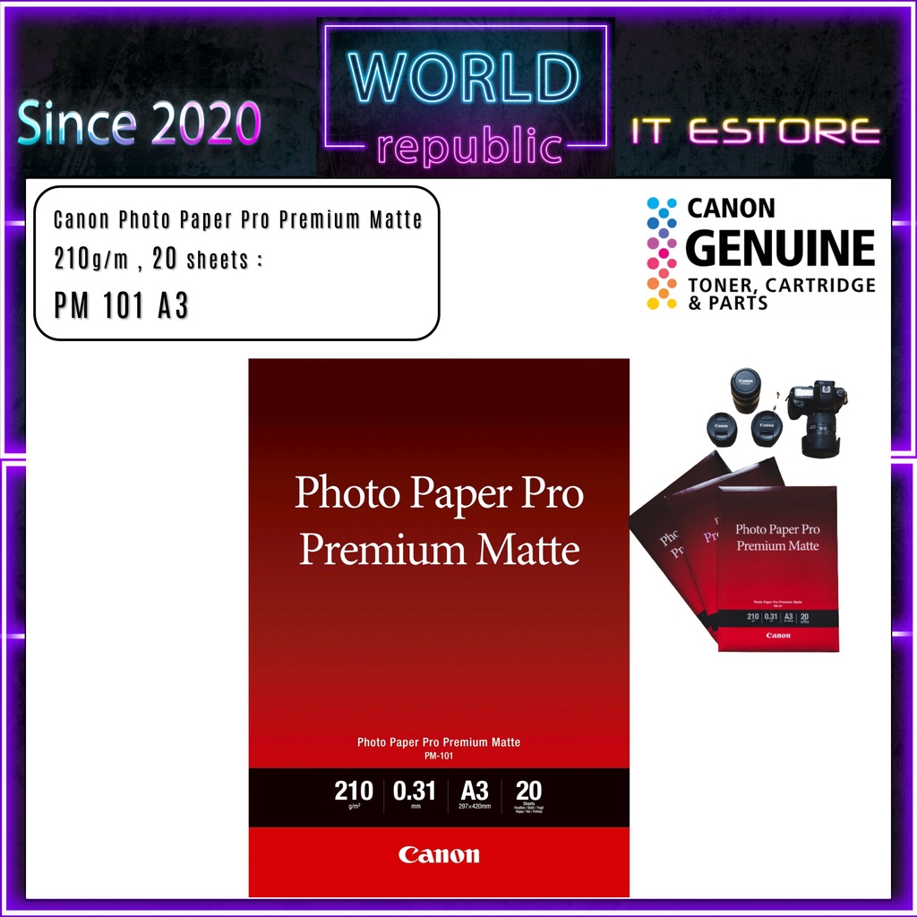 Canon PM-101 PM101 A4 A3 A3+ ( 20 Sheets ) Photo Paper Pro Premium ...
