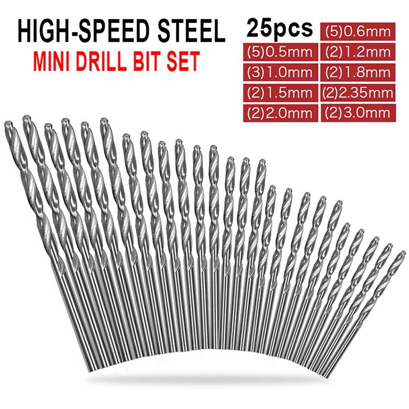 KIPRUN 25Pcs Drill Bit Set High Speed White Steel Twist Drill HSS Bit ...