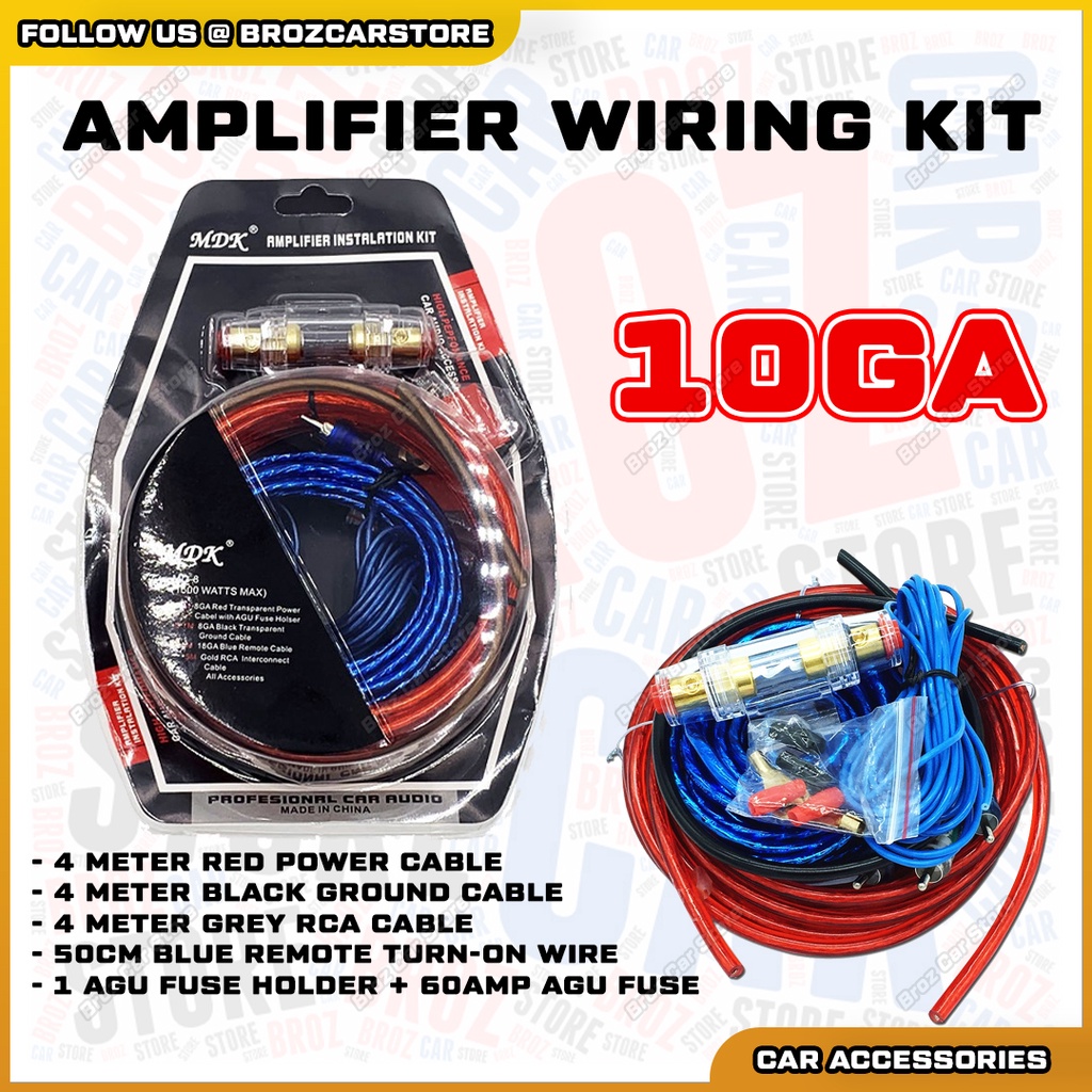 🔌 Amplifier Wiring Kit Car Audio Subwoofer 10GA Amplifier Installation ...