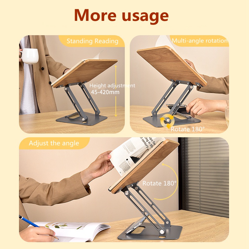 Oatsbasf L12 Adjustable Wooden Book Stand Holder for Reading Portable ...