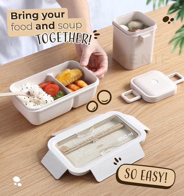 Microwave-heated Plastic lunch box Soup separated fresh-keeping ...