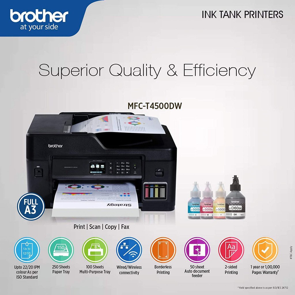 Brother Inkjet Color Refillable Ink Tank A3 A4 4in1 Wireless Printer ...