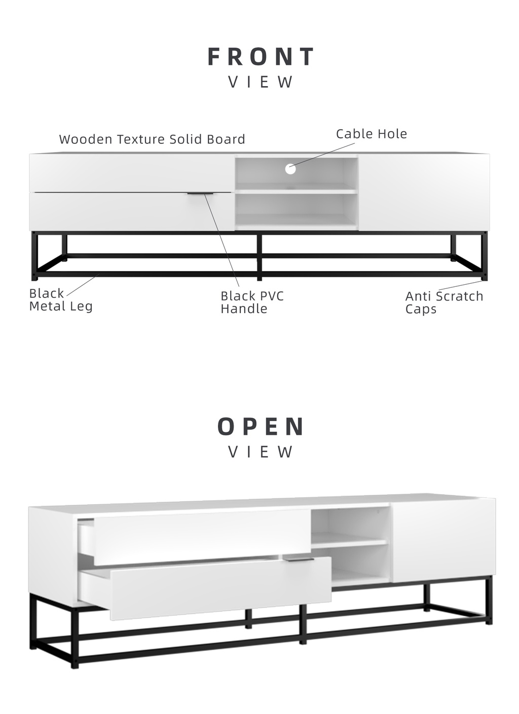 KitchenZ Noble Neva Series TV Cabinet Metal Leg Kaki Besi Almari ...