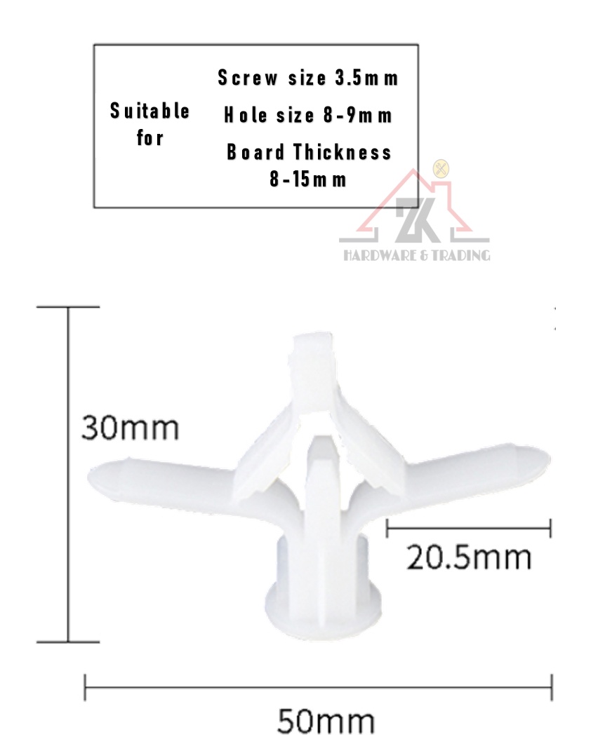 Plasterboard Anchor Plastic Expansion Wall Anchors Plugs Expansion ...