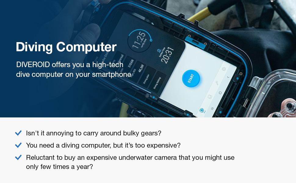 Diveroid Universal Pro Underwater Phone Case Dive Computer for Scuba ...
