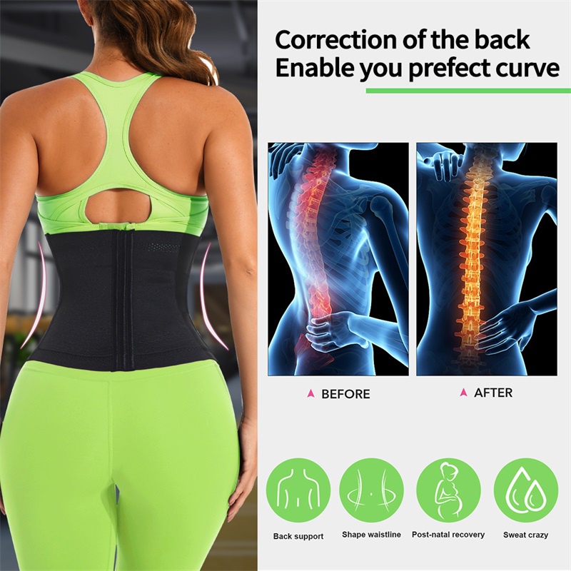 WECHERY Waist Trainer Body Shaper Corset Belt 7 Steel Bones Double ...