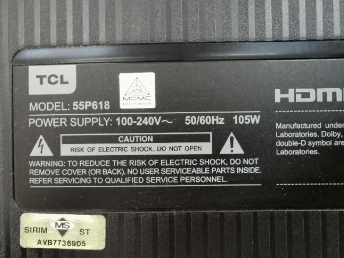 TCL MODEL：55P618 LED TV MOTHERBOARD BACKLIGHT | Shopee Malaysia