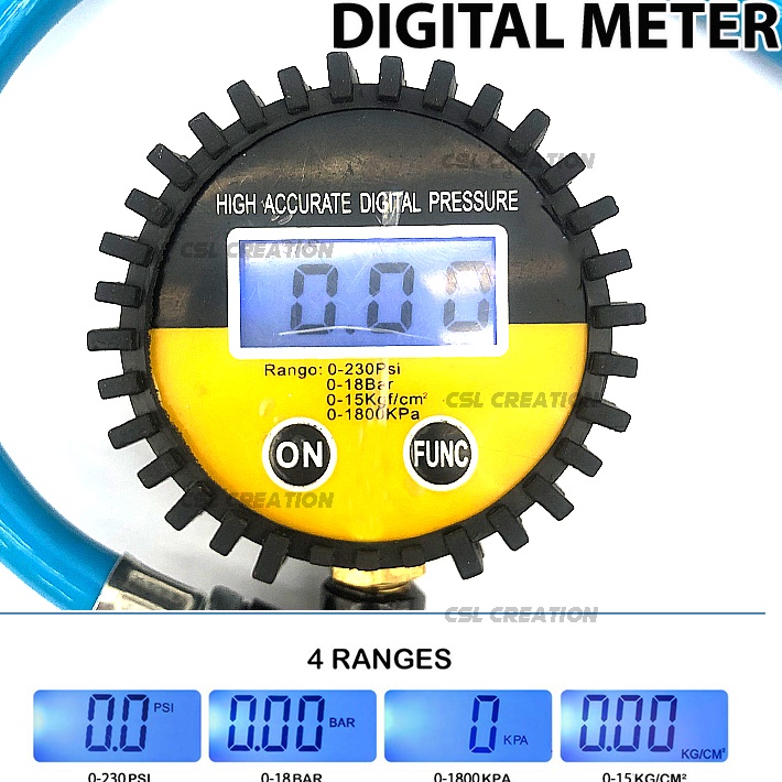 TIRE PRESSURE INFLATOR AND GAUGE OIL METER OR DIGITAL METER TEKAN ANGIN ...
